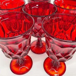 Vintage Noritake Water Goblets Retro 1970s Mid Century Modern Perspective Ruby Red Glass Set of ...