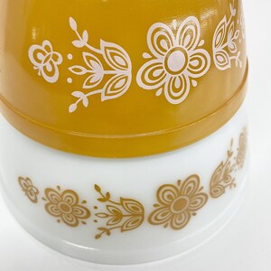 Vintage Pyrex Mixing Bowls Retro 1970s Bohemian + Butterfly Gold 401/ ...