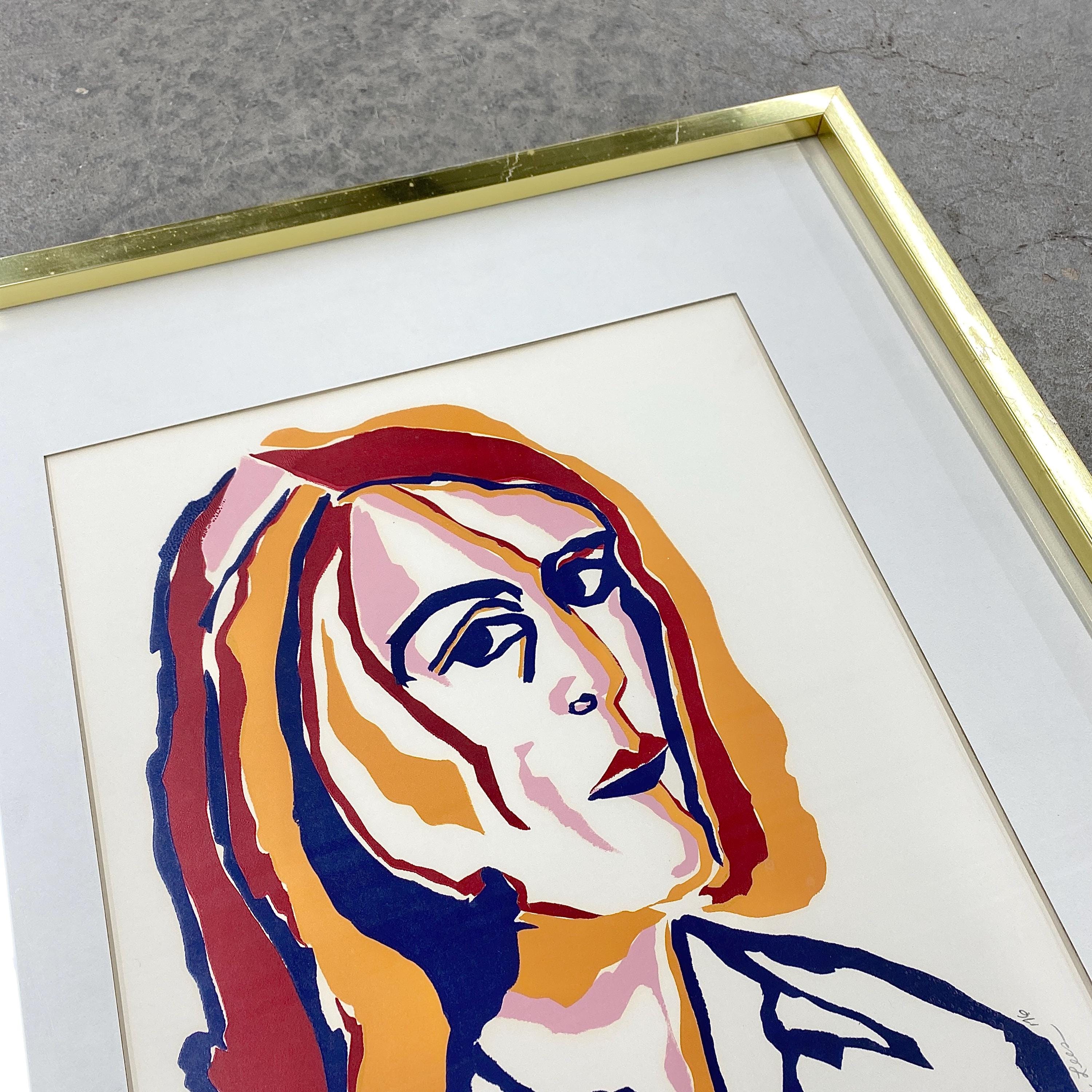 Vintage Screenprint 1970s Retro Size 22x18 Mid Century Modern + Womans ...