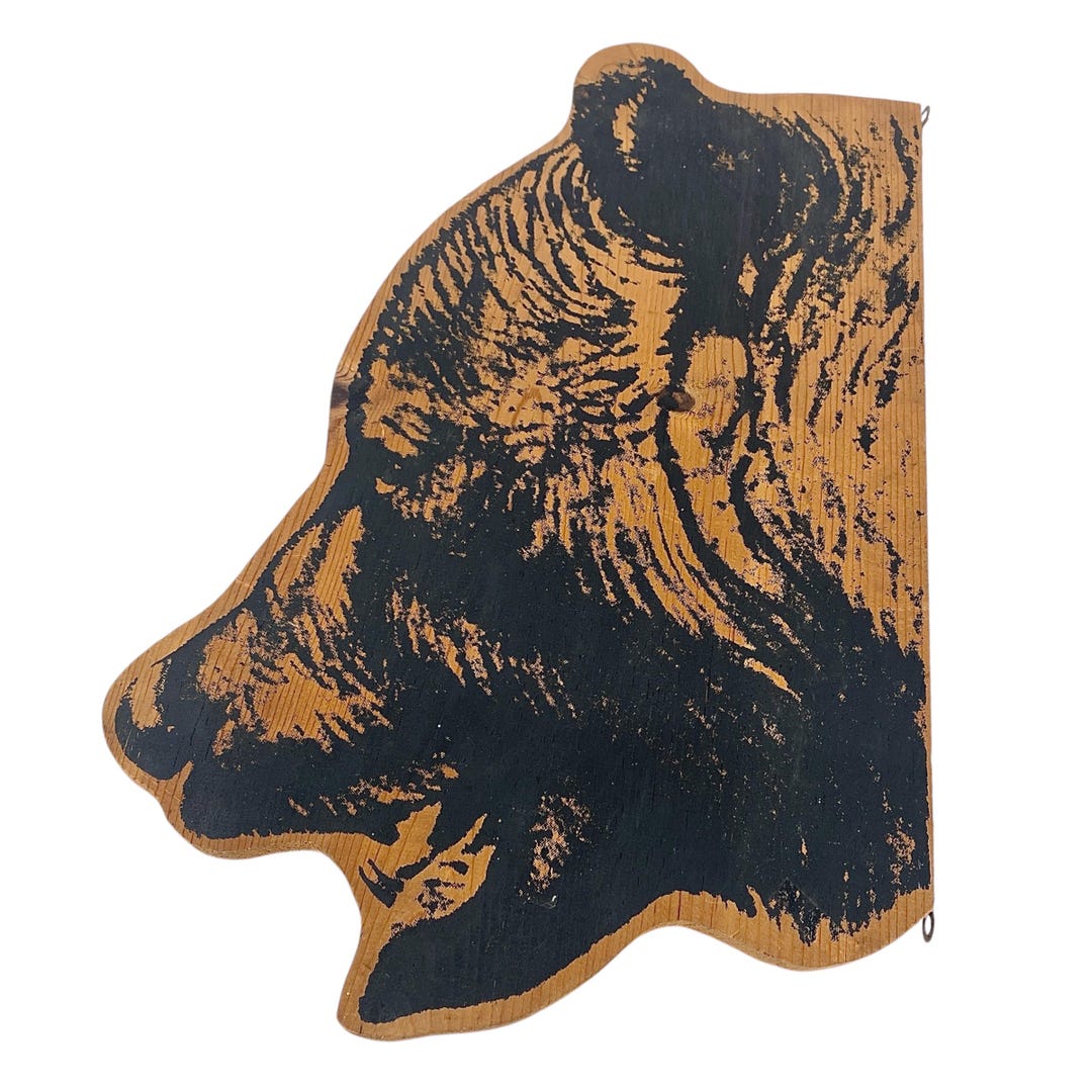 Vintage Bear Wall Decor Retro 1970s Mid Century Modern Handmade Wood ...