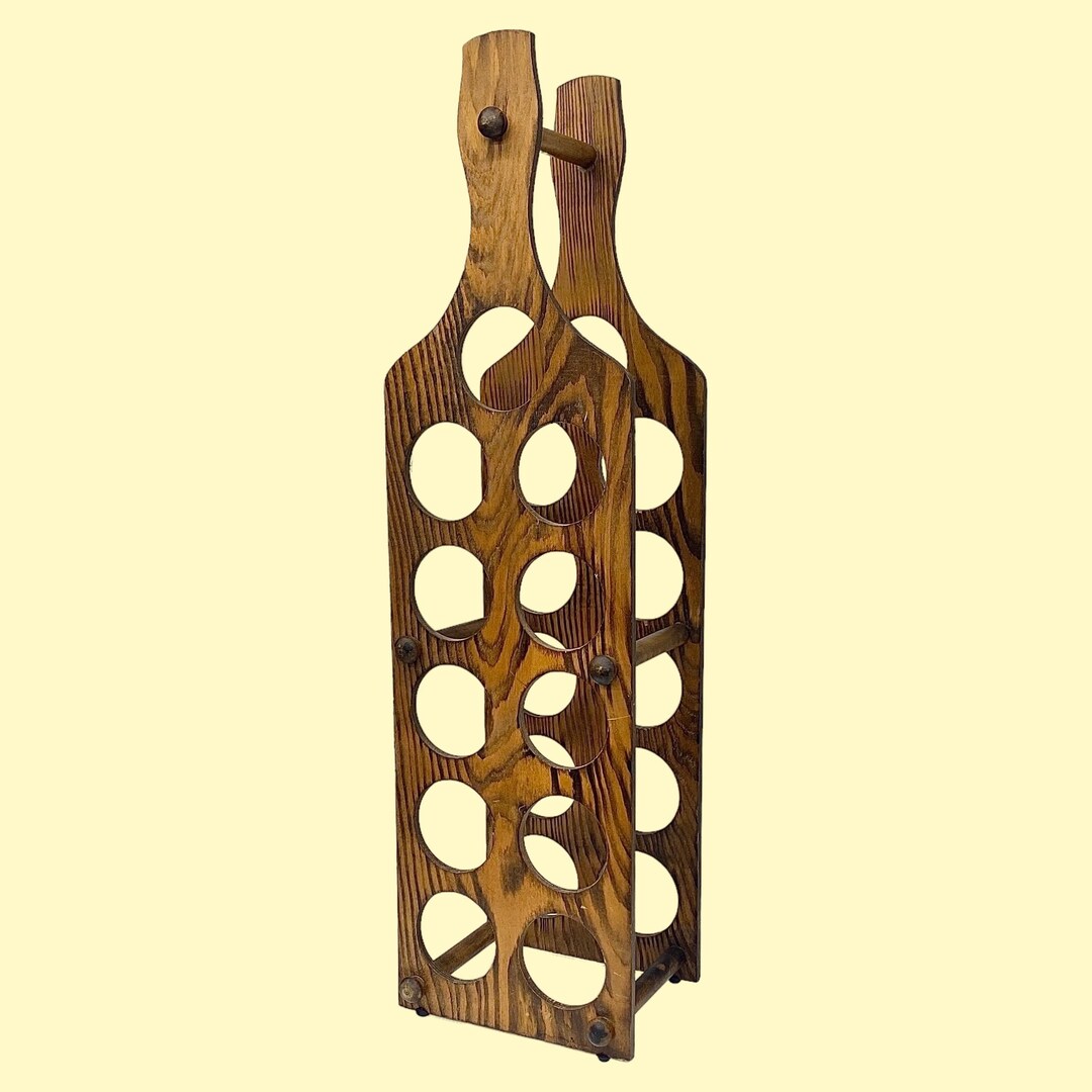 Vintage Gail Craft Wine Rack Retro 1970s Mid Century Modern + Brown ...