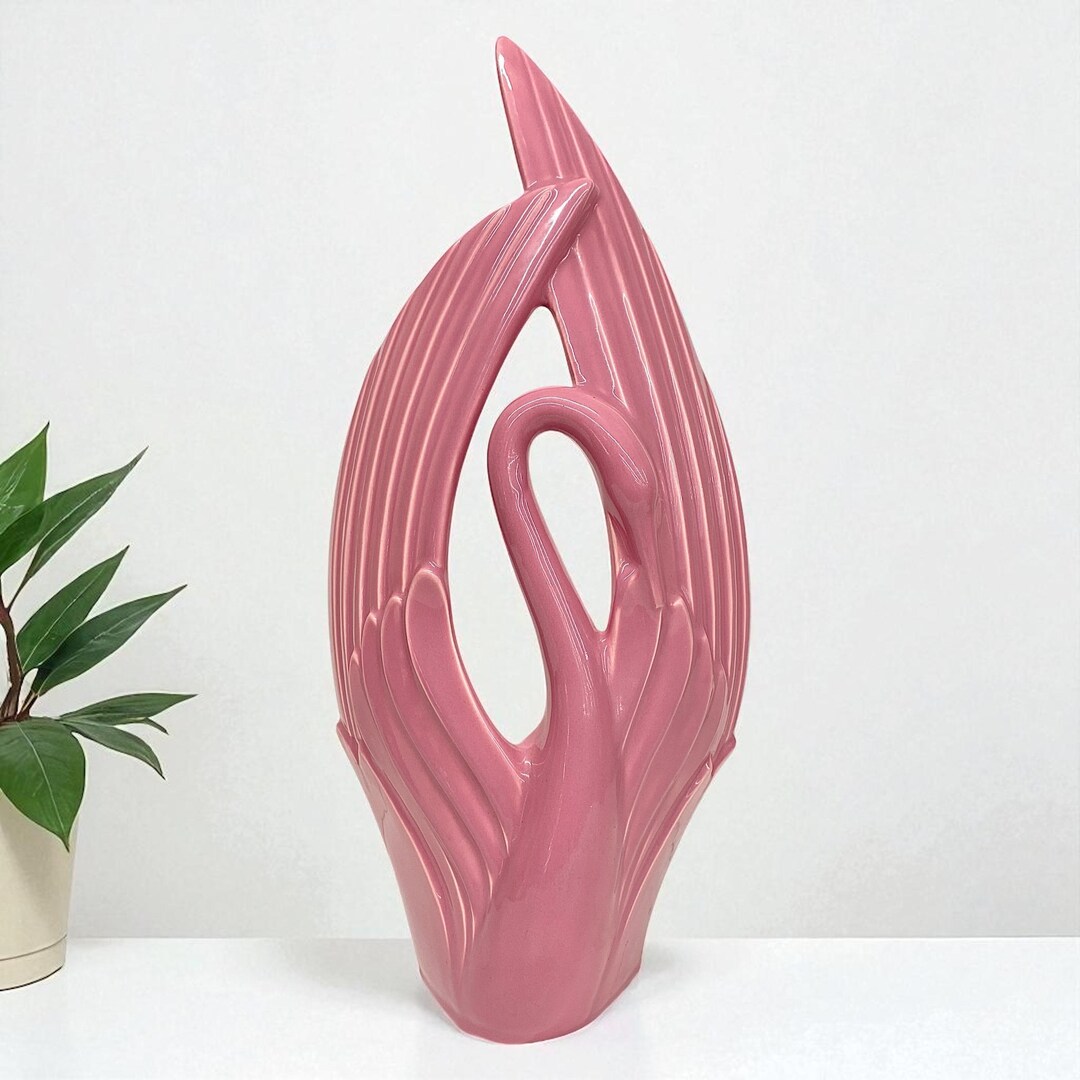 Vintage Haeger Swan Statue 1980s Retro Size 20" H + Post Modern + Pink ...