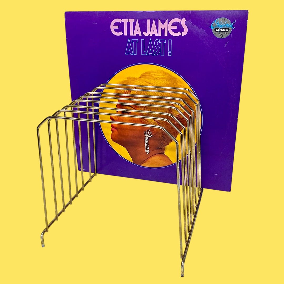 Vintage Record Rack Retro 1990s Contemporary + Gold Metal Frame ...