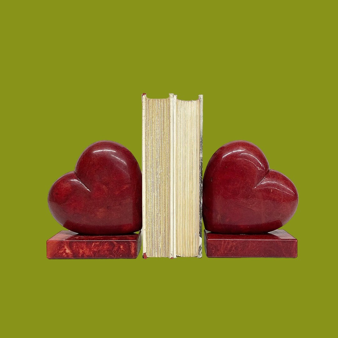Vintage Heart Bookends Retro 1980s Contemporary Ducceschi - Etsy