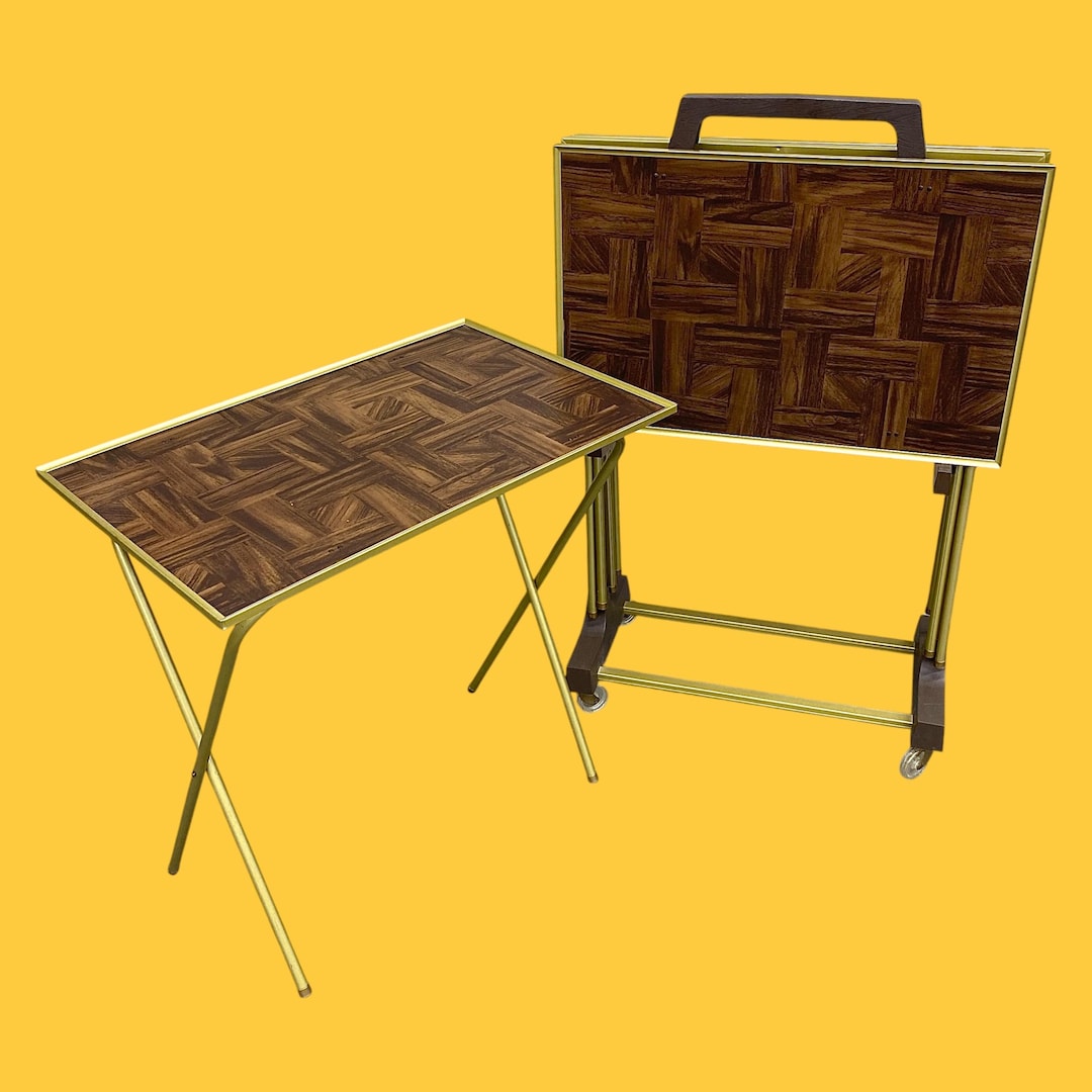 Vintage TV Trays and Rack Retro 1960s Mid Century Modern + Brown ...