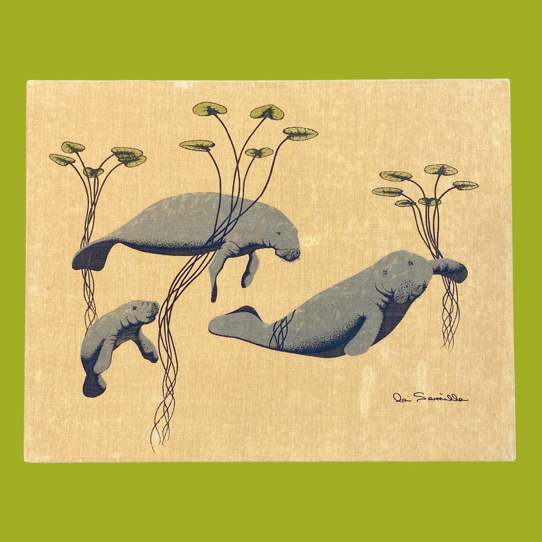 Vintage Manatee Fiber Art 1980s Retro Size 14x18 + Contemporary + La ...
