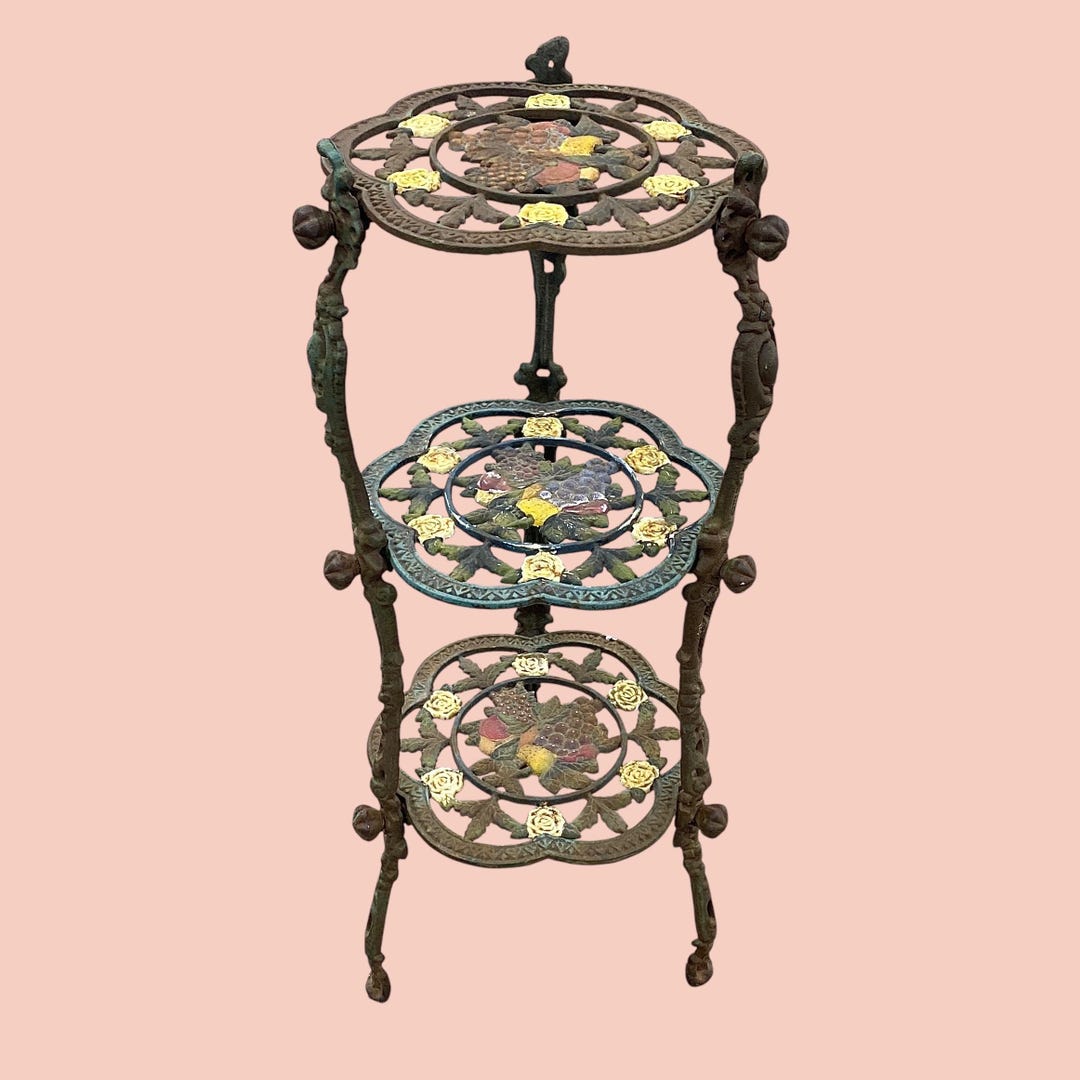 Antique Pot Rack Retro 1890s Cast Iron Frame + Three Open Tiers ...