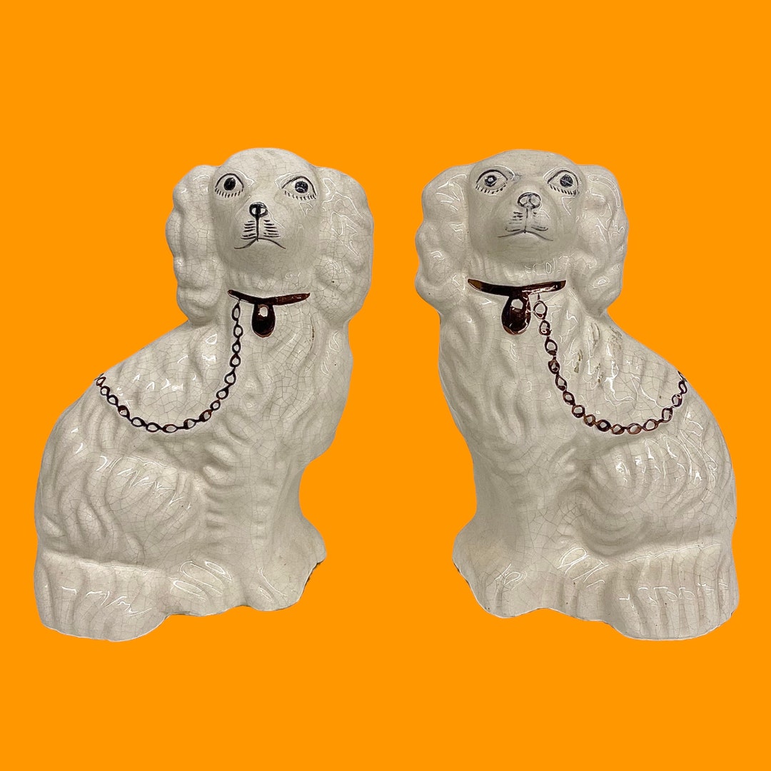 Vintage Dog Statues Retro 1950s Mid Century Modern Staffordshire Style ...