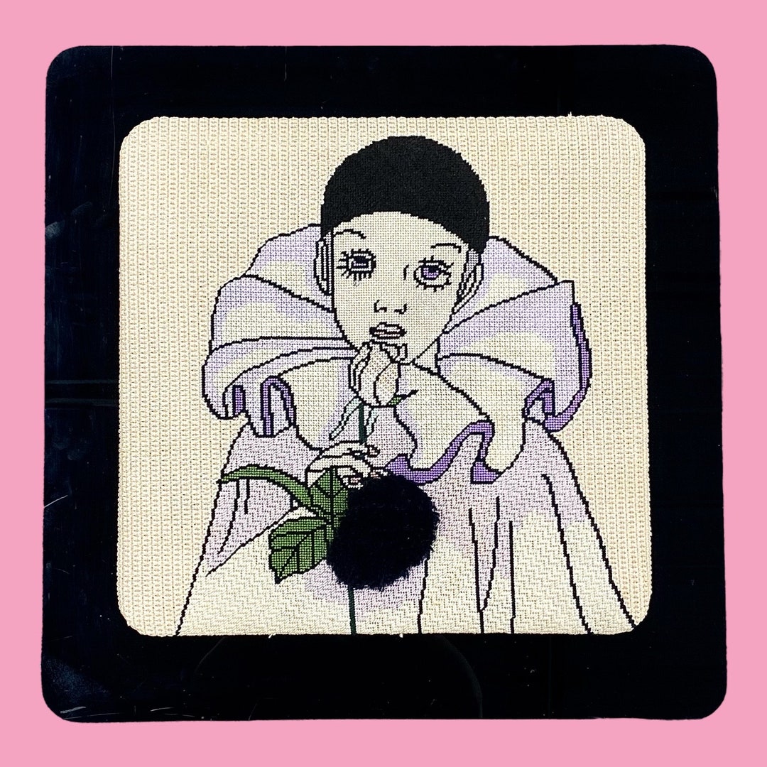 Vintage Lady Pierrot Fiber Wall Art 1980s Retro Size 23x23 Post-modern ...