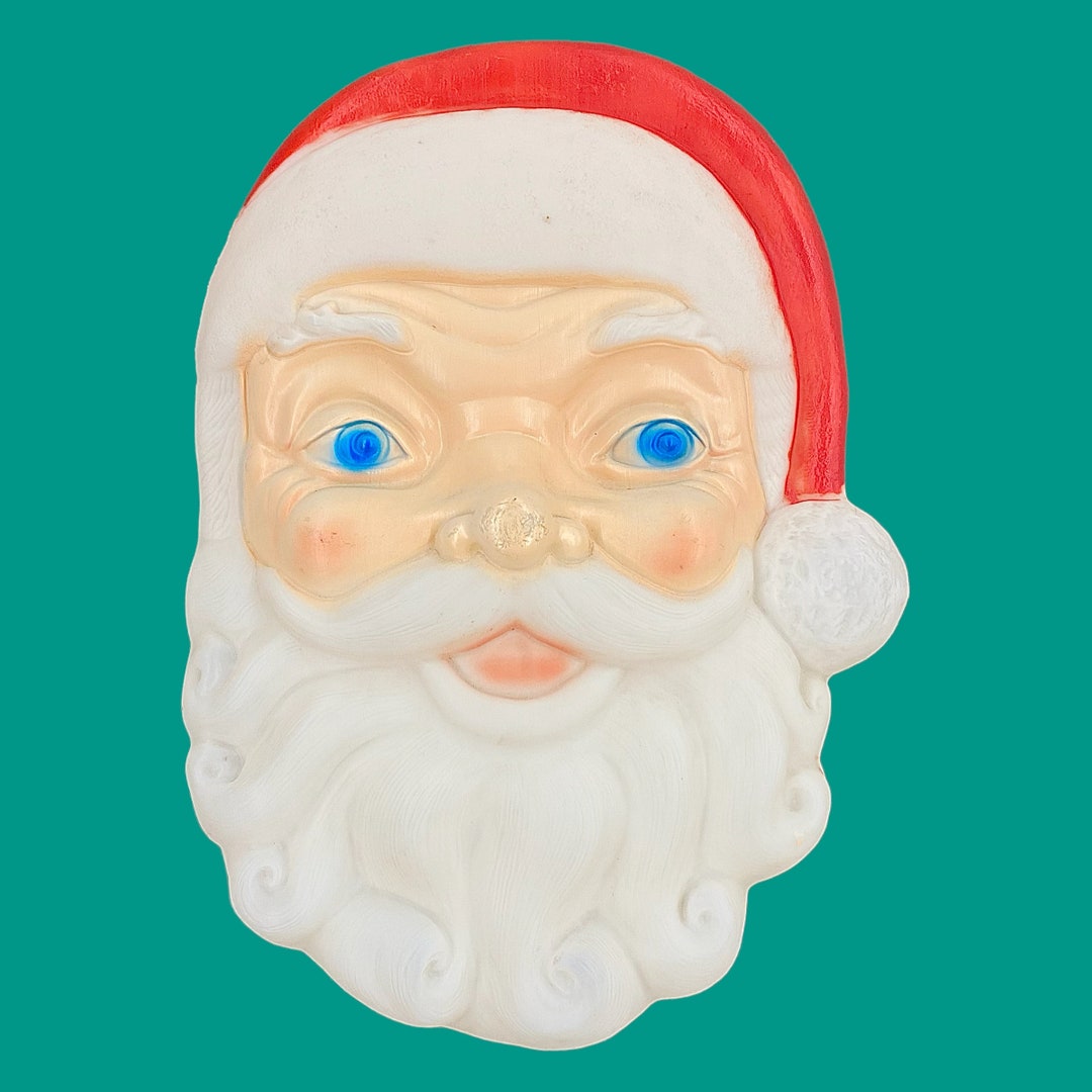 Vintage Santa Blow Mold Retro 1980s Santa Claus Head + Christmas ...