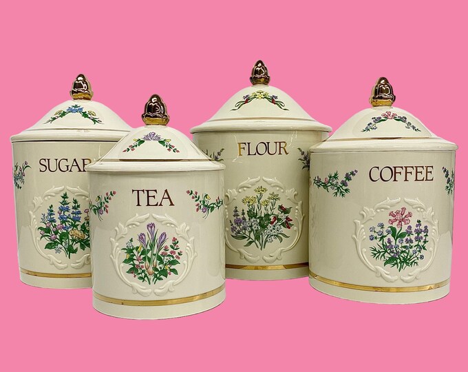 Vintage Lenox Canister Set Retro 1990s Farmhouse + Spice Garden ...