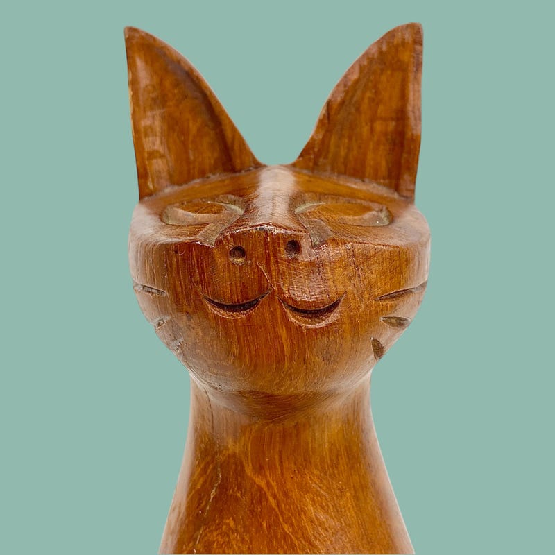 Carved Wood Cat - Etsy