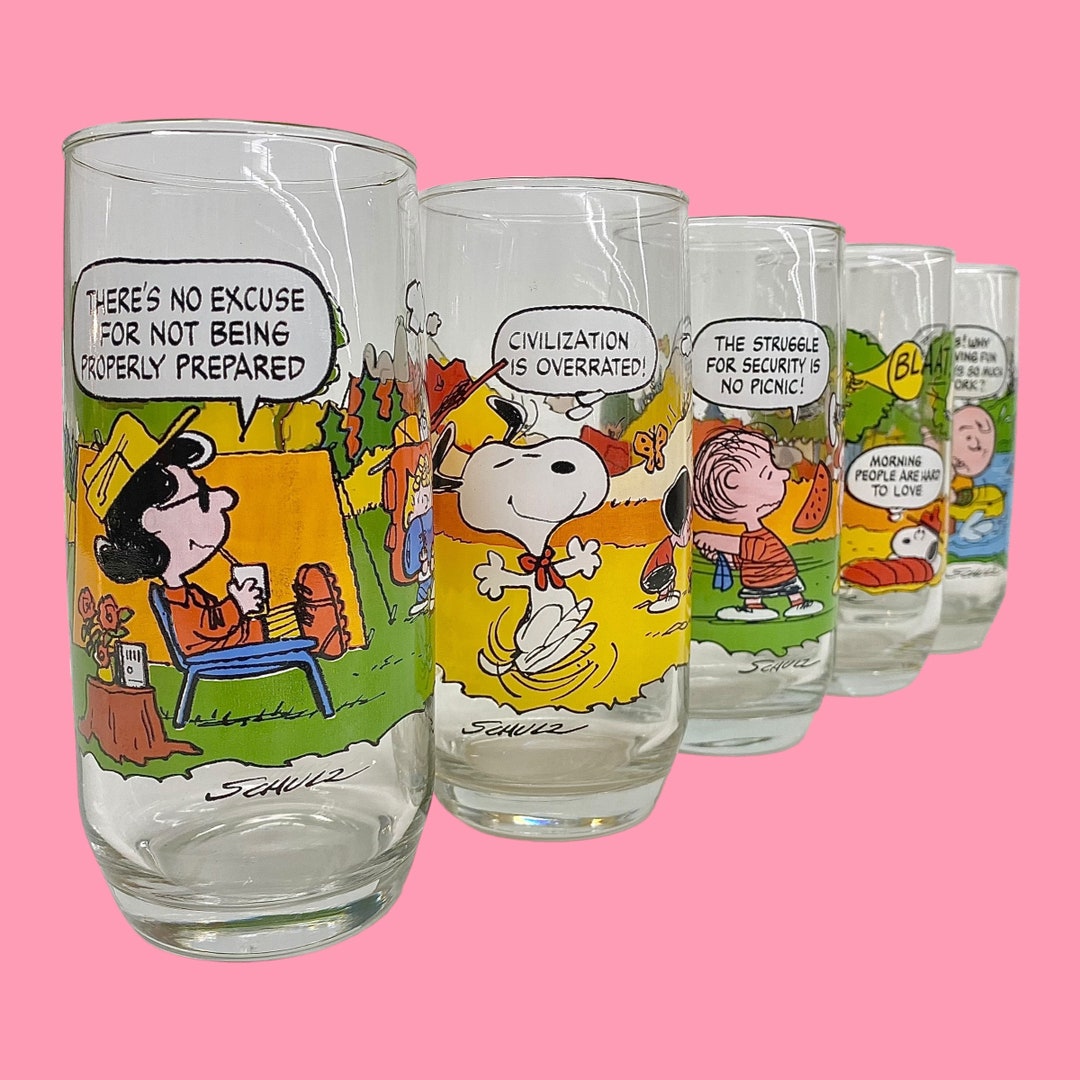 Vintage Mcdonalds Camp Snoopy Drinking Glasses Retro 1980s Peanuts ...