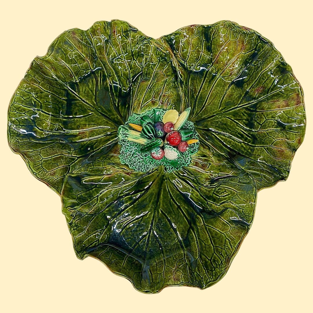 Vintage Cabbage Platter Retro 1960s Colonial Farmhouse + Green Ceramic ...