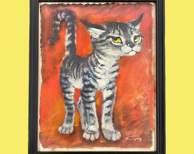 Vintage Gig Cat Print 1960s Retro Size 11x9 Mid Century Modern Girard ...