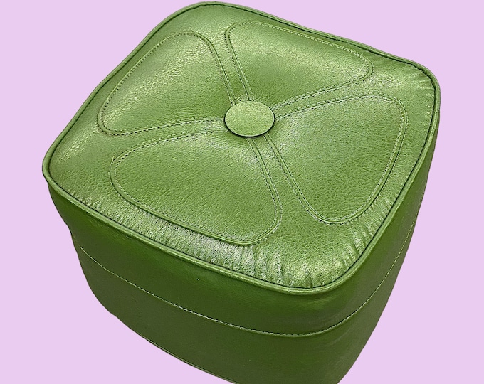 Vintage Ottoman Retro 1970s Mid Century Modern + Four Leaf Clover ...
