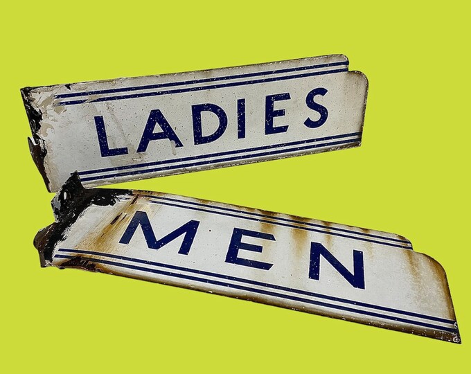 Vintage Bathroom Signs Retro 1930s Art Deco + Ladies and Men + Gas ...