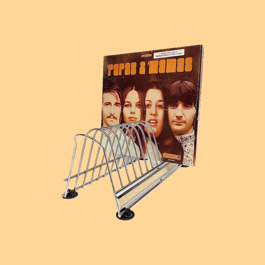 Vintage Record Rack Retro 1970s Contemporary Worcester MFG Silver Metal ...