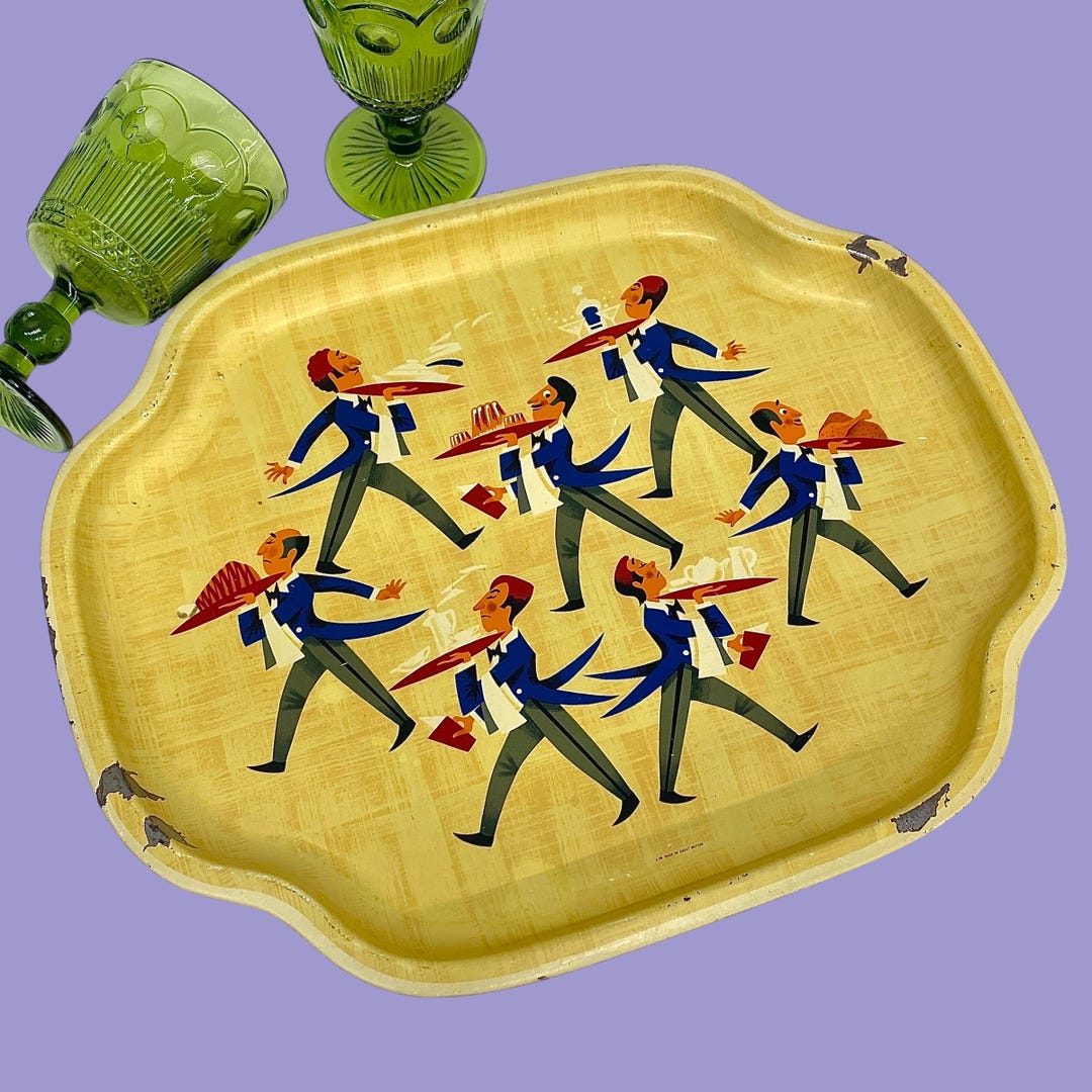 Vintage Serving Tray Retro 1960s Mid Century Modern + Elite + Metal ...