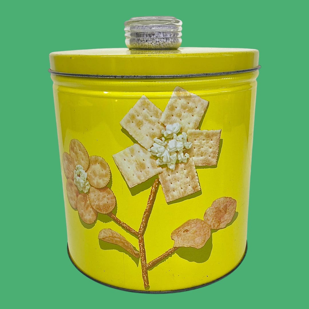 Vintage Krispy Kan Canister Retro 1940s Atomic + Luce Corp + Yellow ...