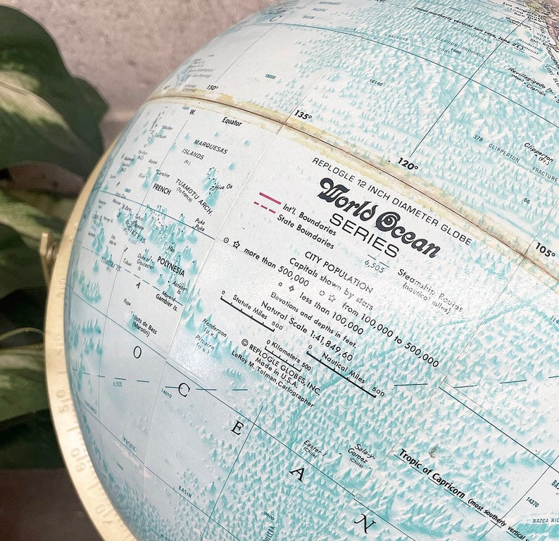 Vintage Replogle Globe Retro 1990s World Ocean Series 12 | Etsy