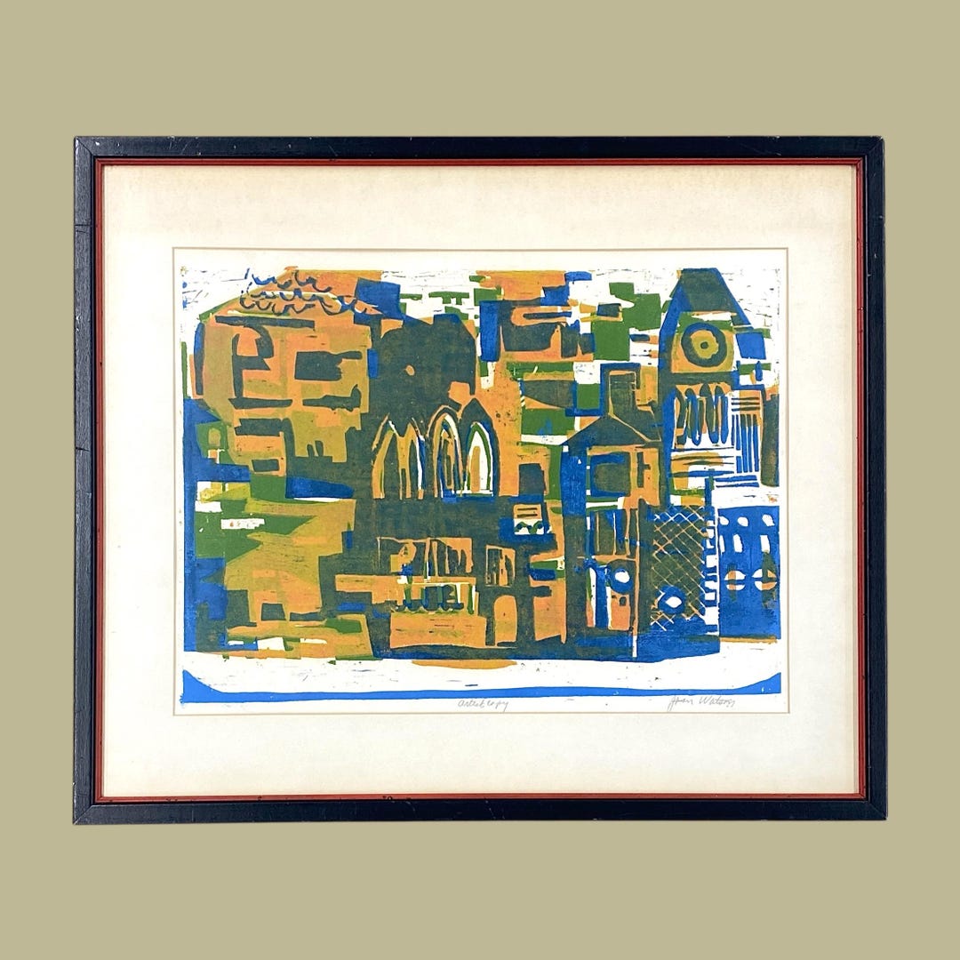 Vintage Abstract Screenprint 1960s Retro Size 19x23 Mid Century Modern ...