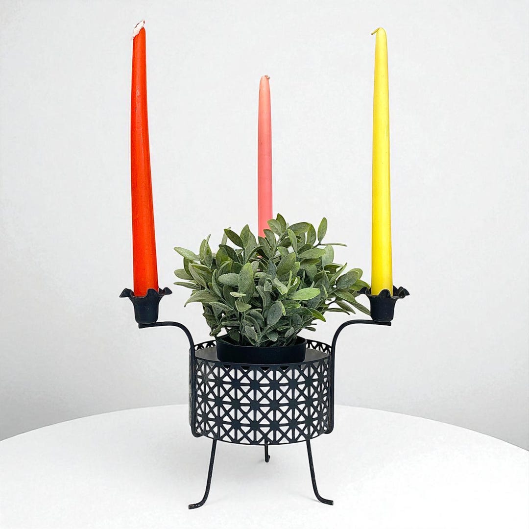 Vintage Candelabra Plant Stand Retro 1960s Mid Century Modern + Black ...