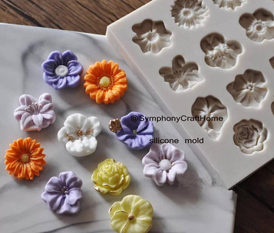 Mini Flowers Sugar Mold, Fondant Flowers Mold, Resin Flower Mold, Mini ...