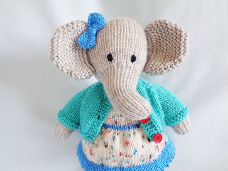 Elephant Knitting Pattern: Ella, Knitted Toy With Clothes (digital ...