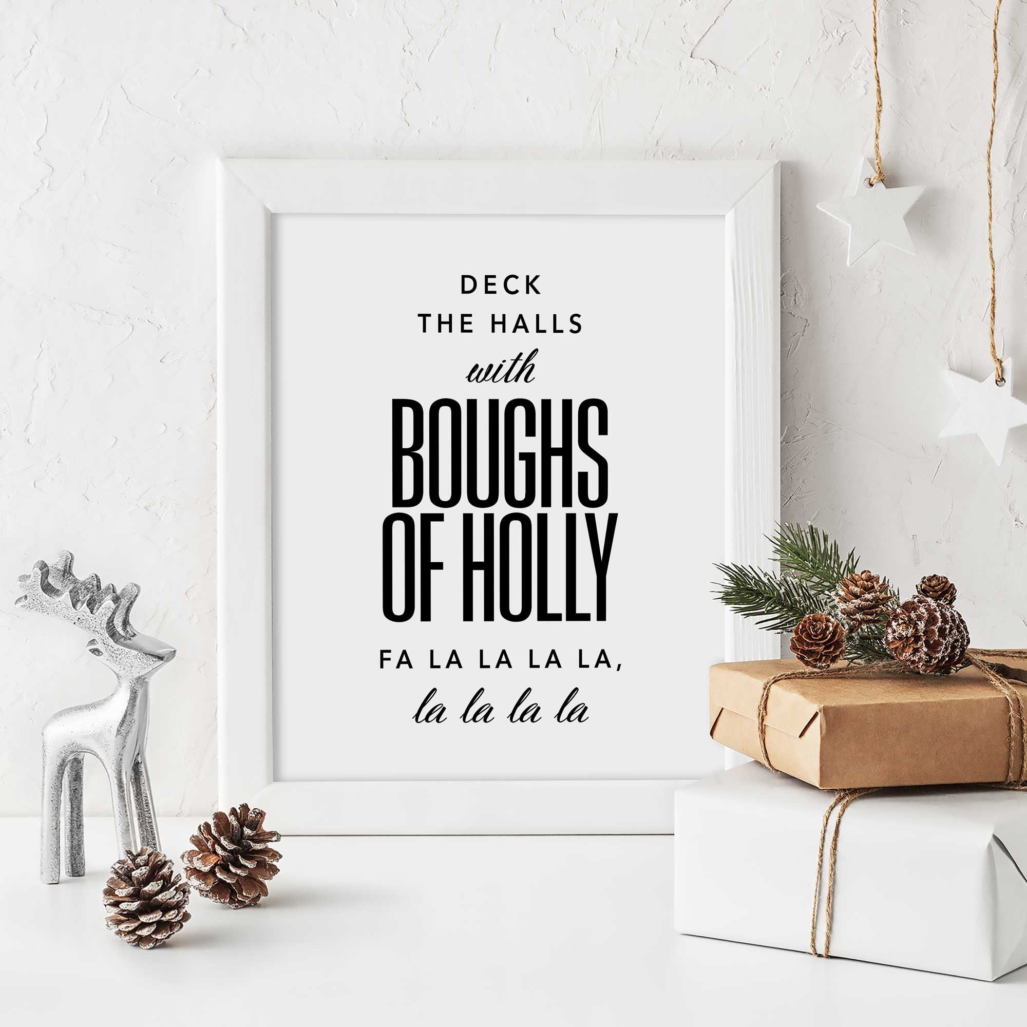 Deck the Halls Set of 2 Prints Gift Bundle Christmas Carol Wall Art ...