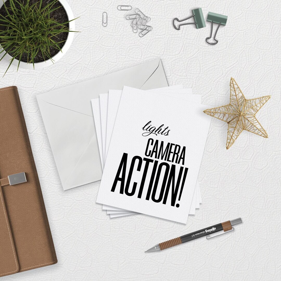 Lights Camera Action! Note Card Printable, Blank Inside, Instant ...