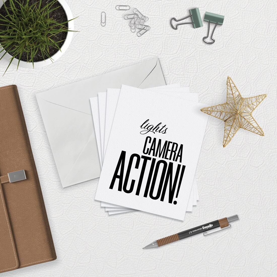 Lights Camera Action! Note Card Printable, Blank Inside, Instant ...