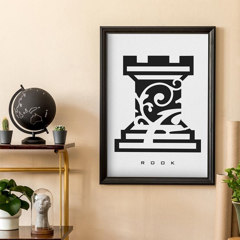 Rook Chess Piece Wall Art Printable, Minimalist, Download Natural White ...
