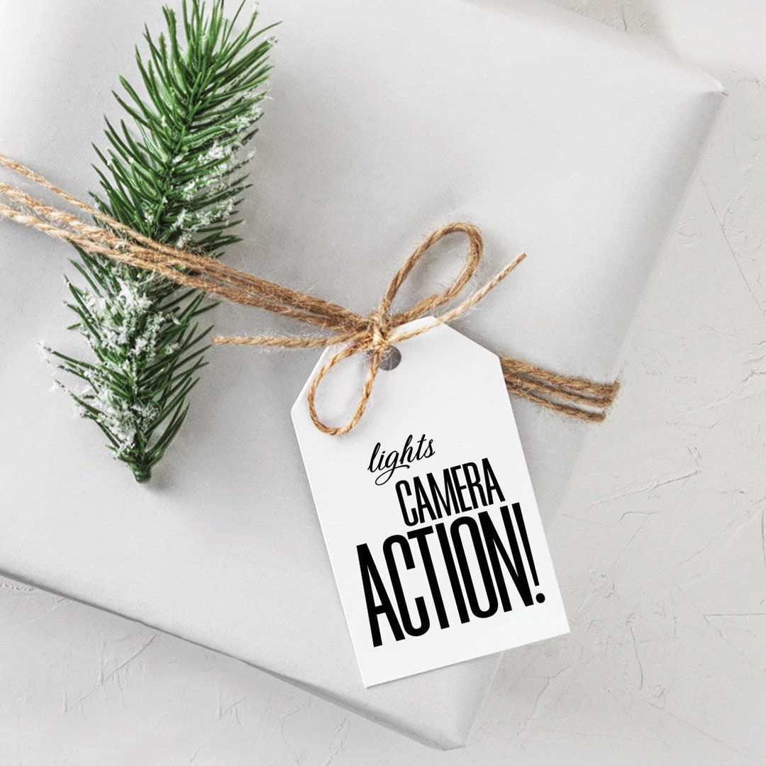 Lights Camera Action Gift Tag or Sticker Printable, Instant Download ...