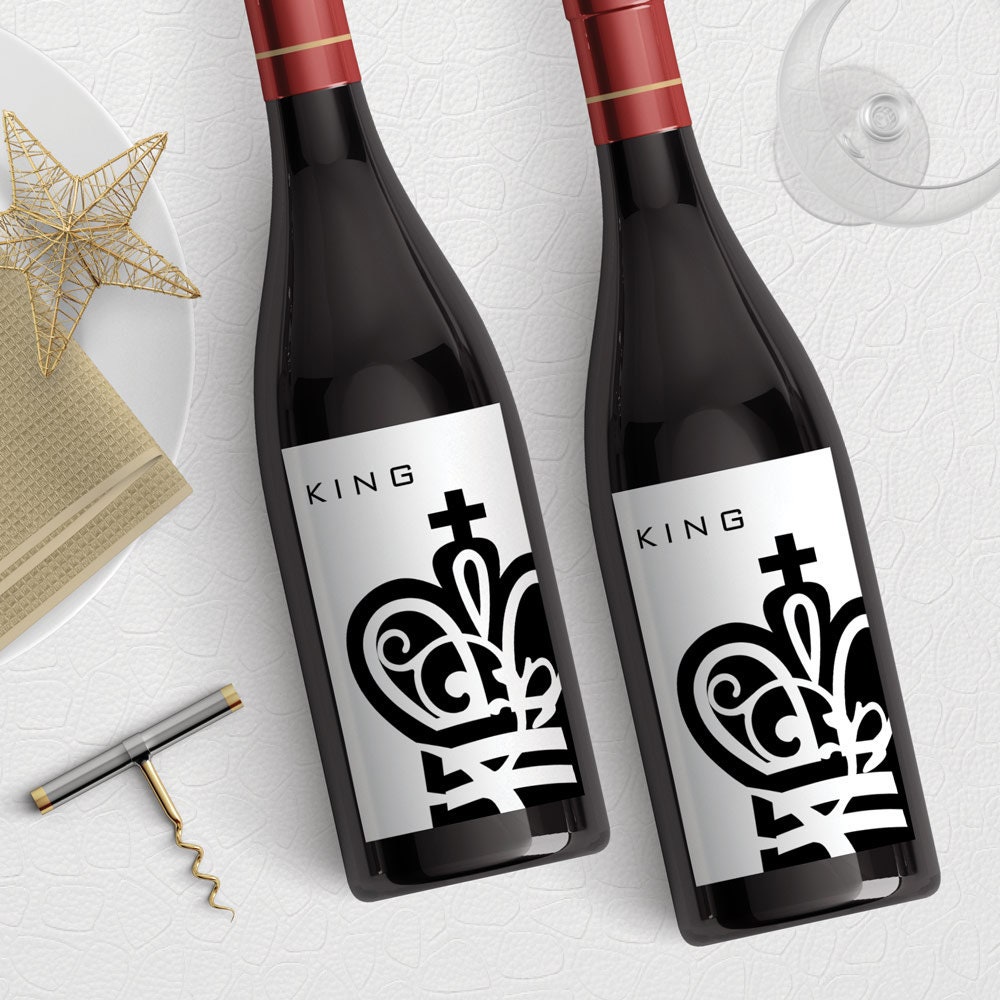 King Chess Piece Wine Label Minimalist, Download Natural White ...