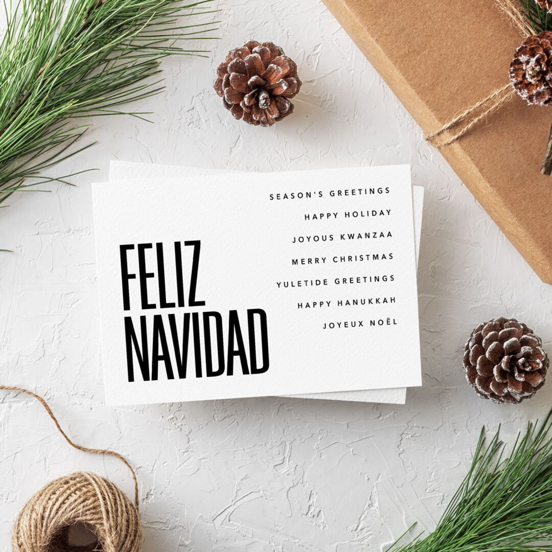 Feliz Navidad Postcard Style 2, Instant Printable Download With Natural ...
