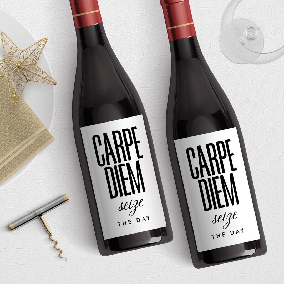 Carpe Diem Seize the Day Wine Label Minimalist, Download Natural White ...