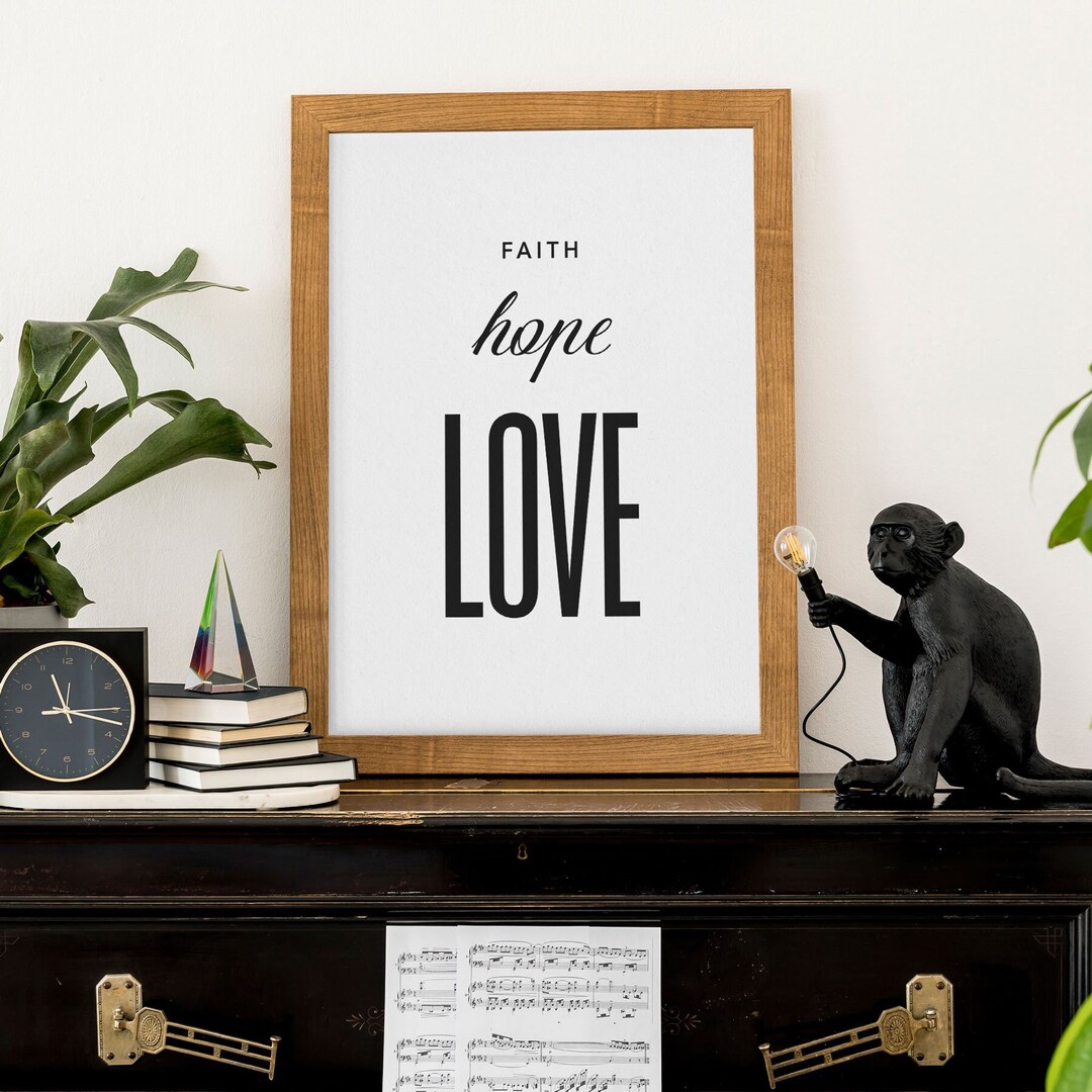 Faith Hope Love Minimalist Wall Art Download Natural White Background ...