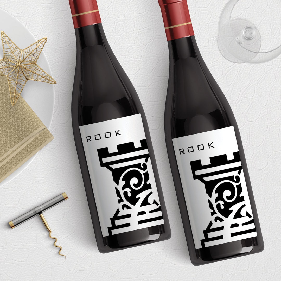 Rook Chess Piece Wine Label Minimalist, Download Natural White ...