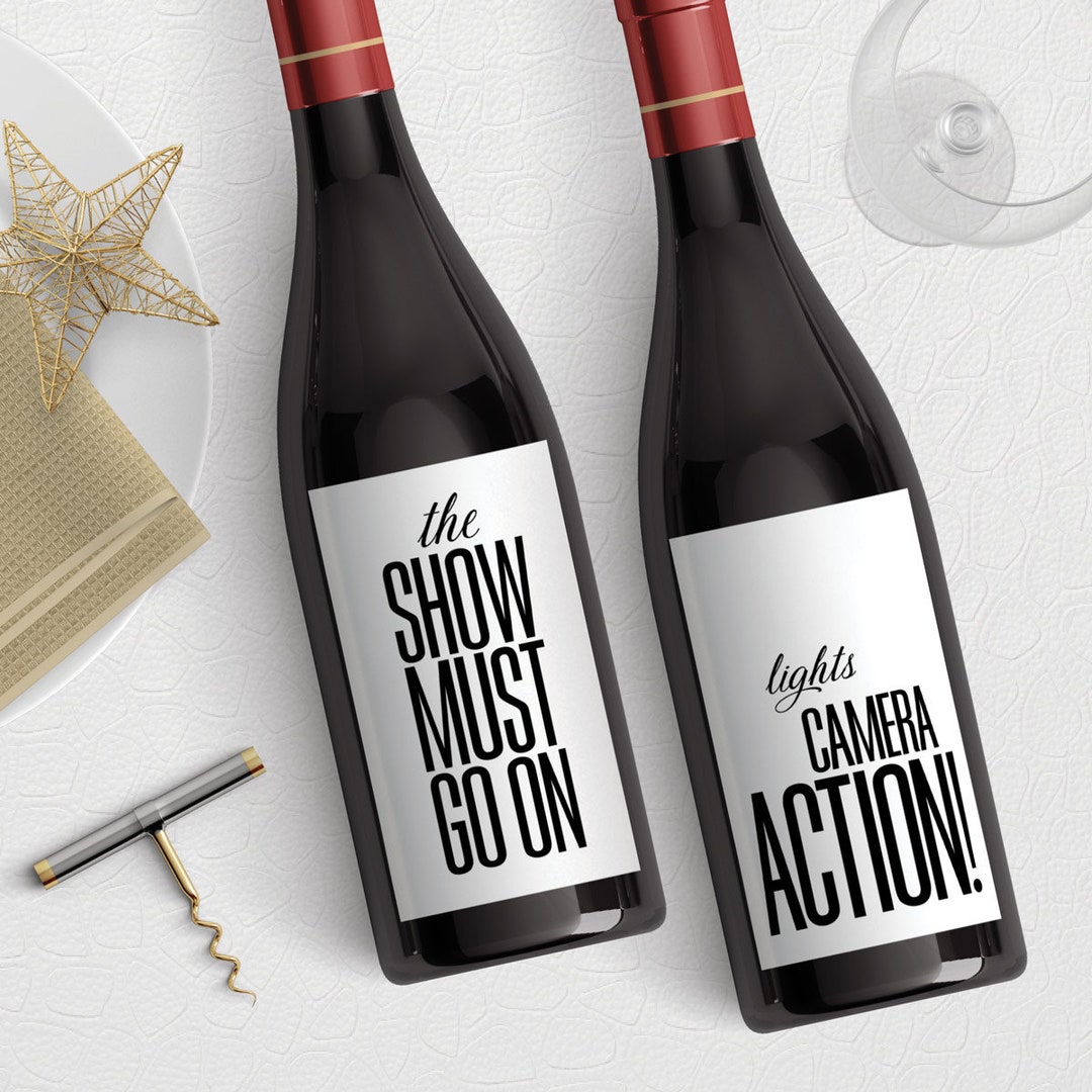 The Show Must Go on Wine Label Set, Minimalist Gift (digital Download ...