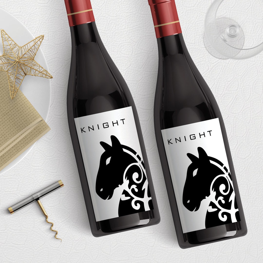 Knight/horse Chess Piece Wine Label Minimalist, Download Natural White ...