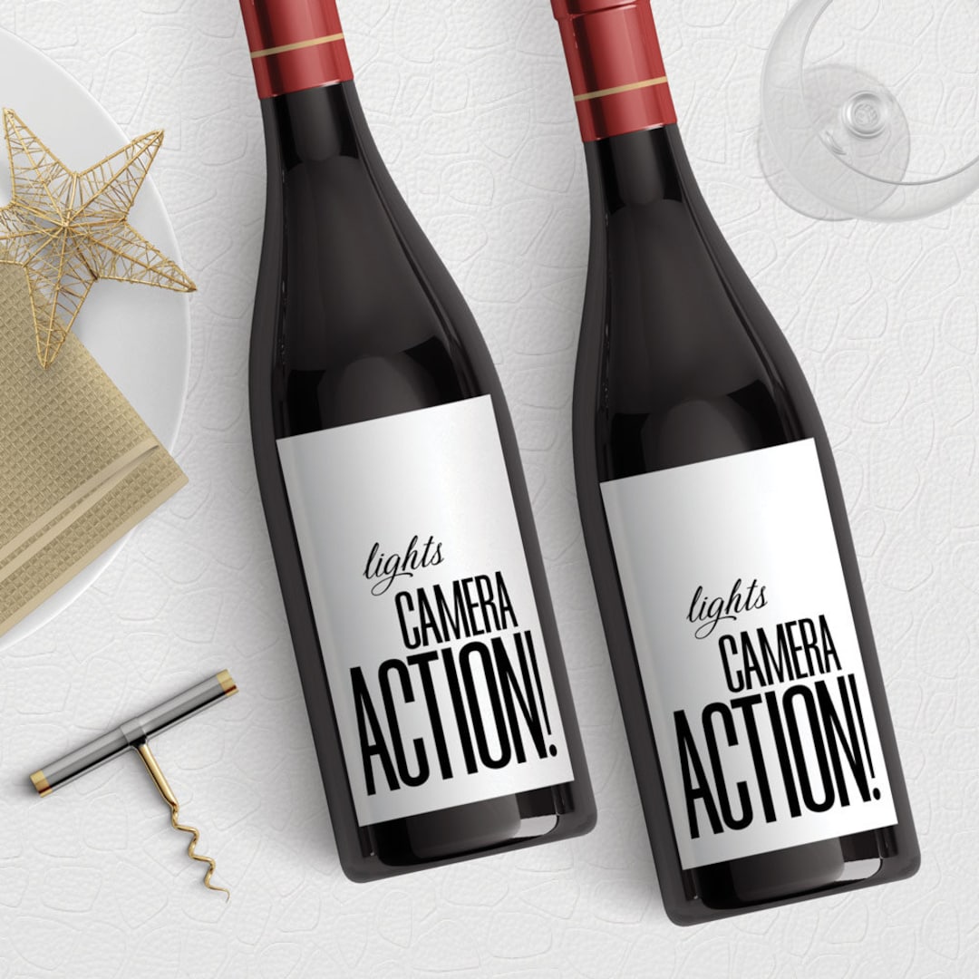 Lights Camera Action Wine Label Minimalist, Download Natural White ...