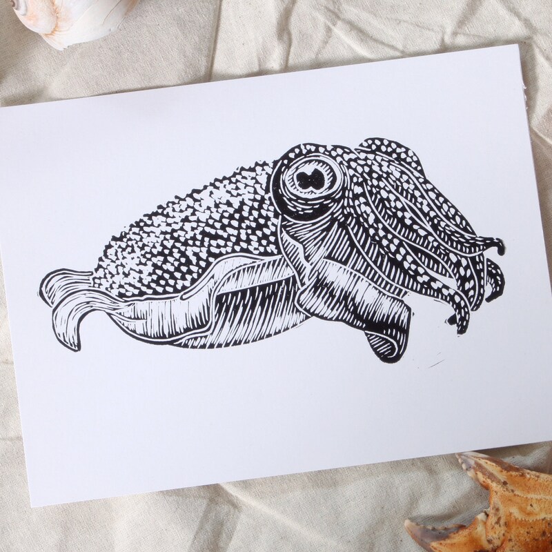 Fish Linocut - Etsy