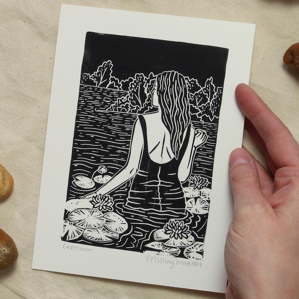 Linocut Landscape - Etsy