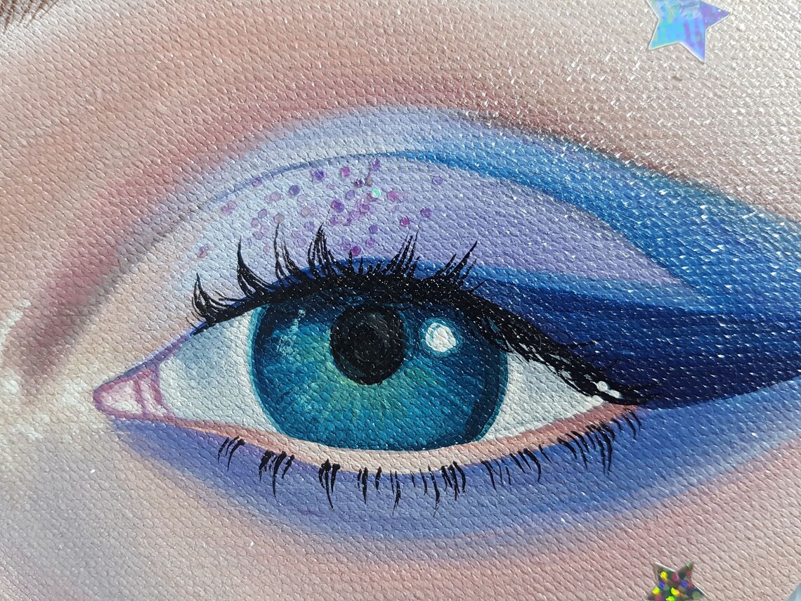 Eye Painting Space Eye acrylic paint study of realistic | Etsy