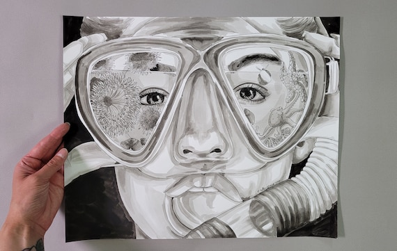 Scuba Diver Drawing Realistic