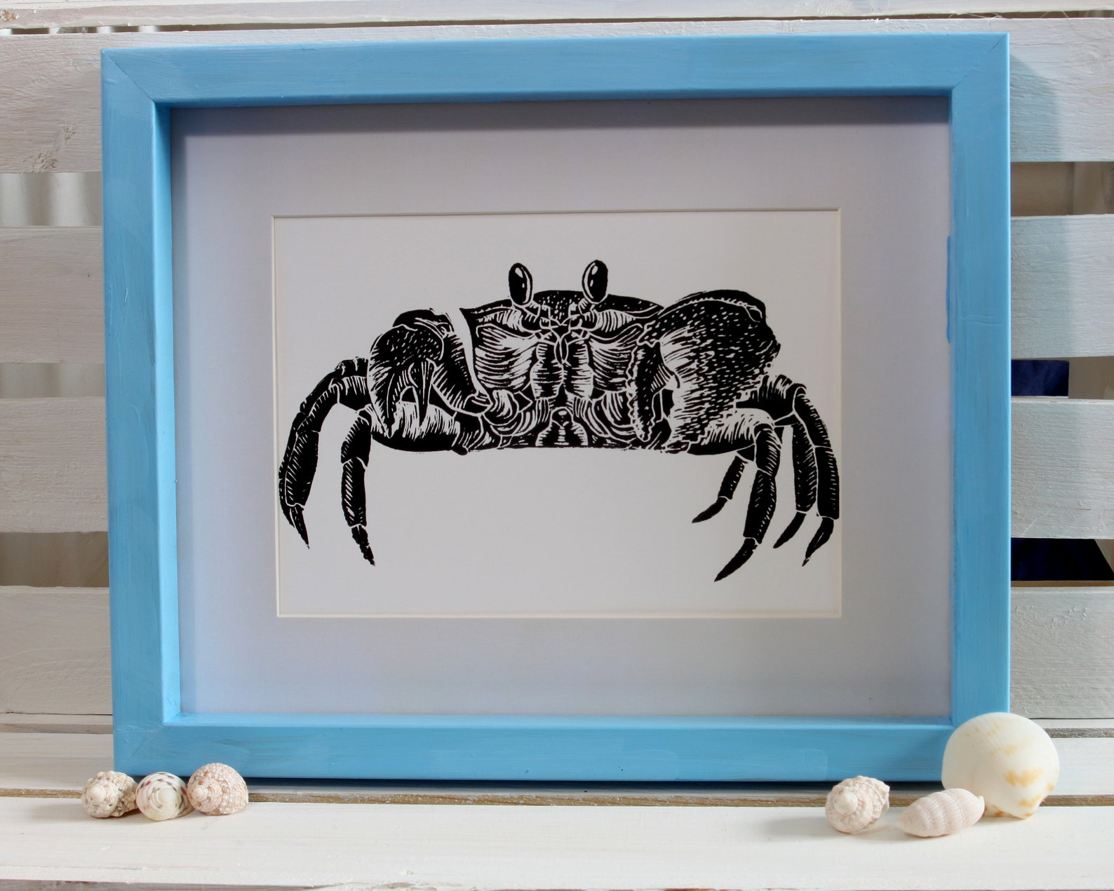Handmade Block Print/lino-cut Print Crab Ocean Art Surf - Etsy Canada