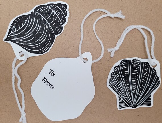 Prints Wood & Linocut Prints Art & Collectibles Block Printed Sea Shell ...
