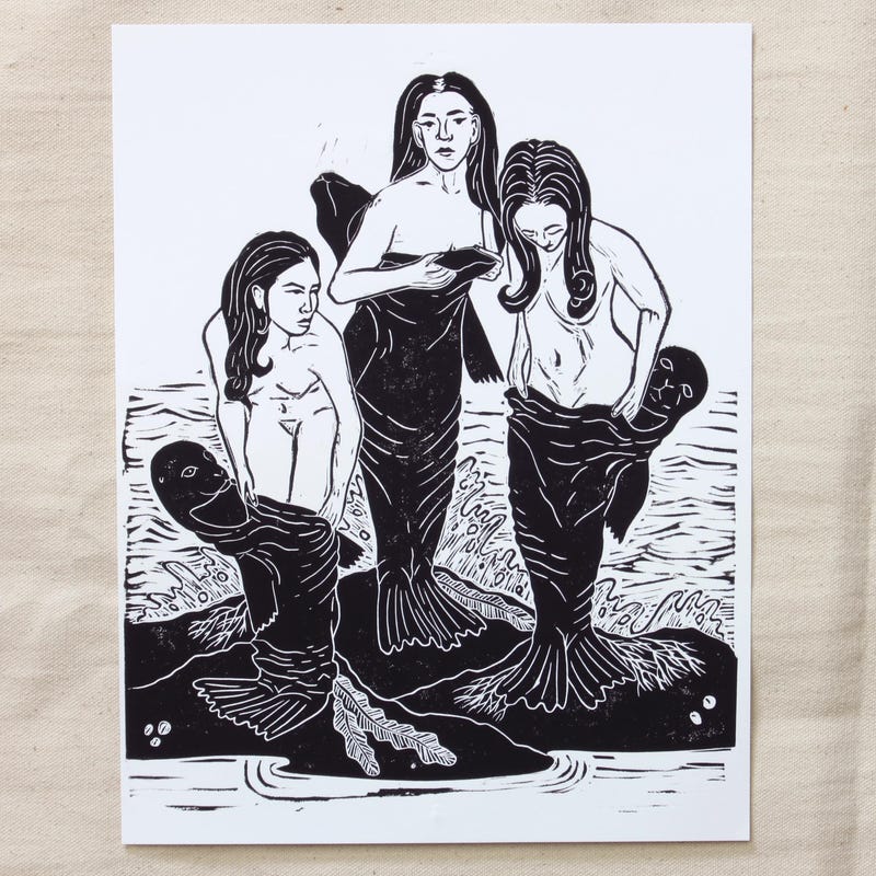 Folklore Linocut Print - Etsy UK