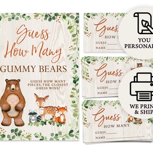Woodland Gummy Bear Counting Game Bridal Shower or Birthday Party ...